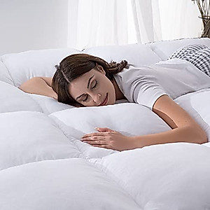 Mattress Topper Queen, Cooling Plush Bed Topper Thick Mattress Pillow Top Mattress Pad, Hotel Quality Down Alternative Pillow Topper for Queen Size Bed with Deep Pocket, Soft Feather Bed Toppers