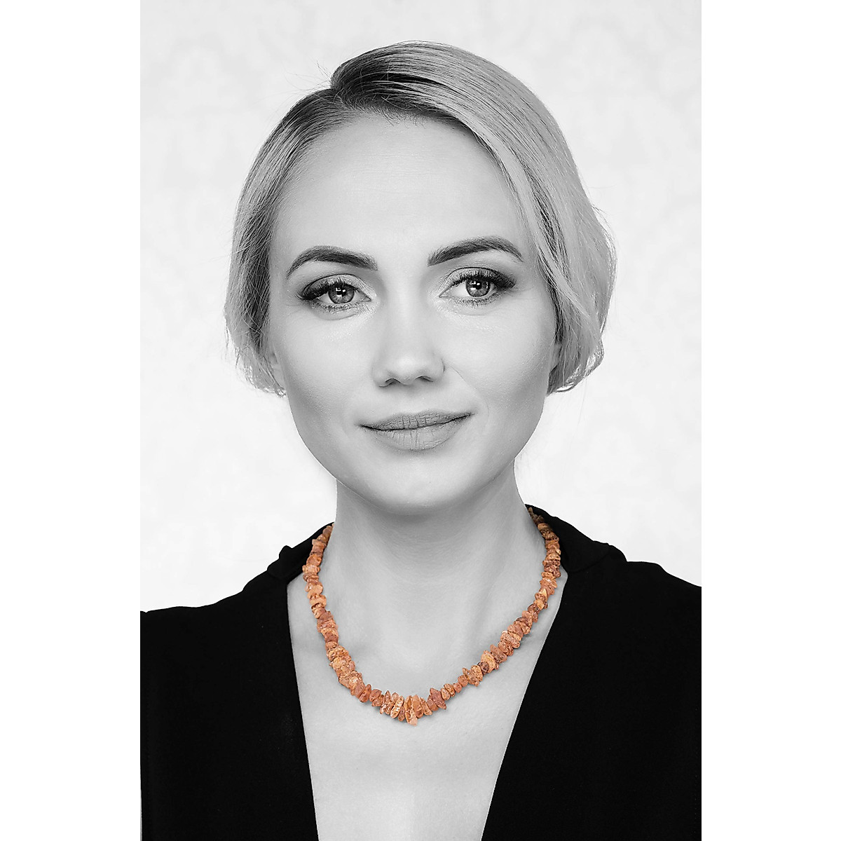 AMBERAGE Natural Baltic Amber Necklace for Women - Hand Made from Raw/Certified Baltic Amber Beads(2 sizes) (17.7)