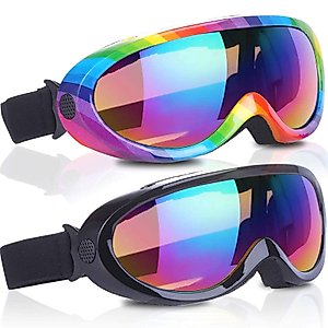 Ski Goggles, Pack of 2, Snowboard Goggles for Kids, Boys & Girls, Youth, Men