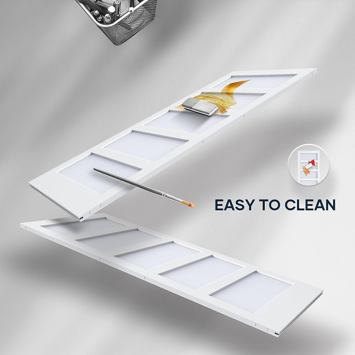 EaseLife 36in x 84in Glass Barn Door with 6.6FT Sliding Door Hardware Kit Included & Handle,Solid LVL Wood Covered with Water-Proof & Scratch-Resistant PVC Surface,DIY Assembly,5-Panel Glass,White