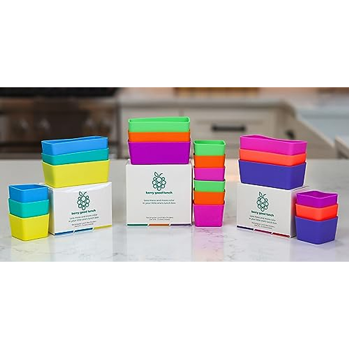 Rectangular Silicone Lunch Box Dividers 3pcs - Bento Box Divider 4"x2"x1.5" - Cupcake Baking Cups - Bento Box Accessories Meal Prep Containers