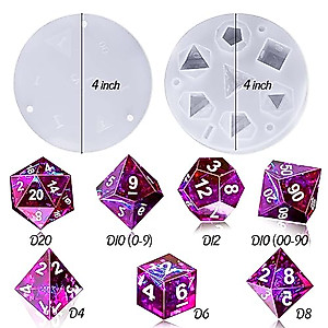 BABORUI Dice Molds for Resin, 7 Shapes DND Dice Resin Mold Silicone, Integrated Polyhedral Dice Silicone Molds for Making DND Dice Set Table Board Game