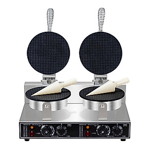 Ice Cream Cone Maker 110V Commercial Waffle Cone Machine 2600W Electric Stainless Steel Non-stick Cone Waffles Maker With Temp & Time Control for for Restaurant Bakery Snack Bar Family