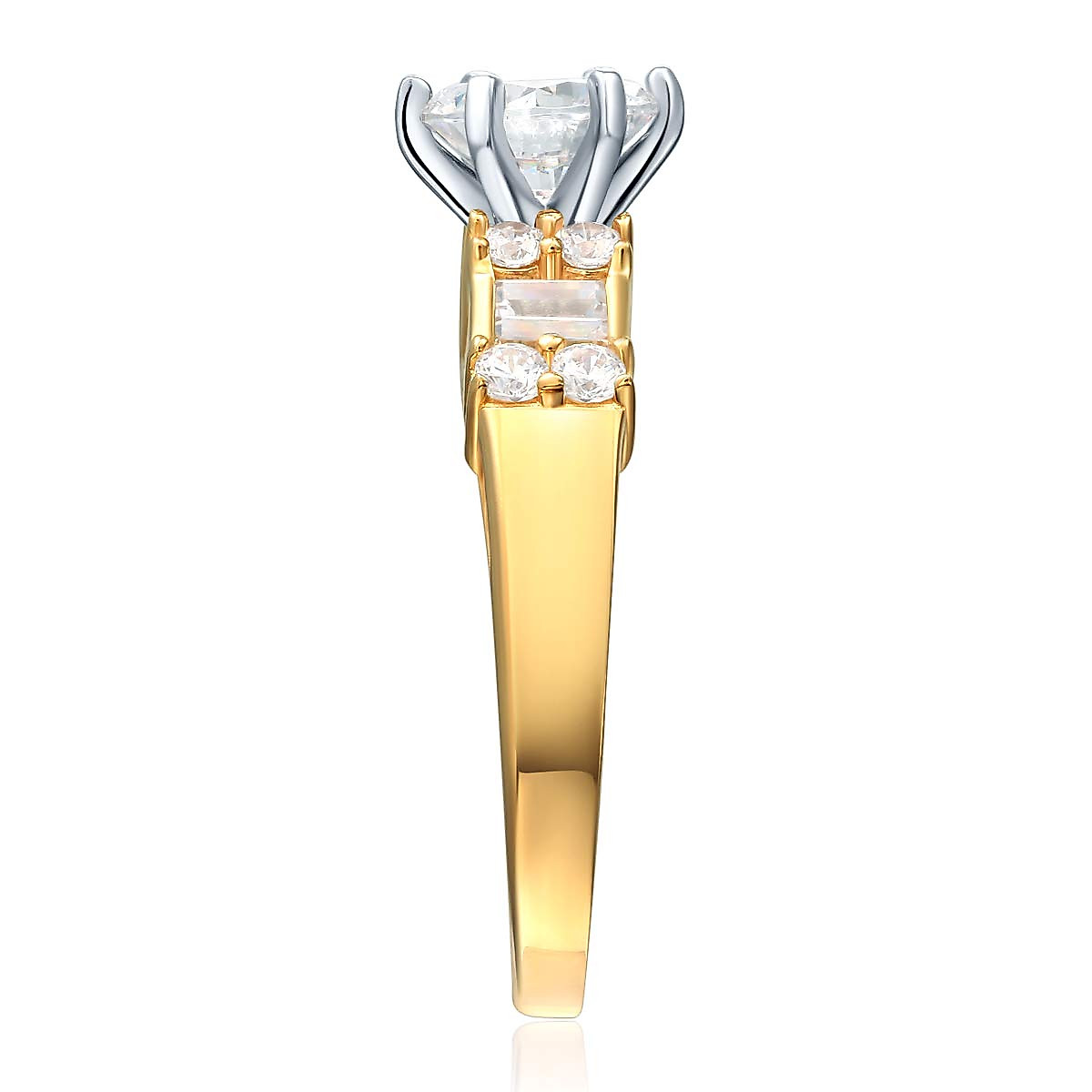 14k Yellow Gold SOLID Wedding Engagement Ring and Wedding Band 2 Piece Set - Size 6.5