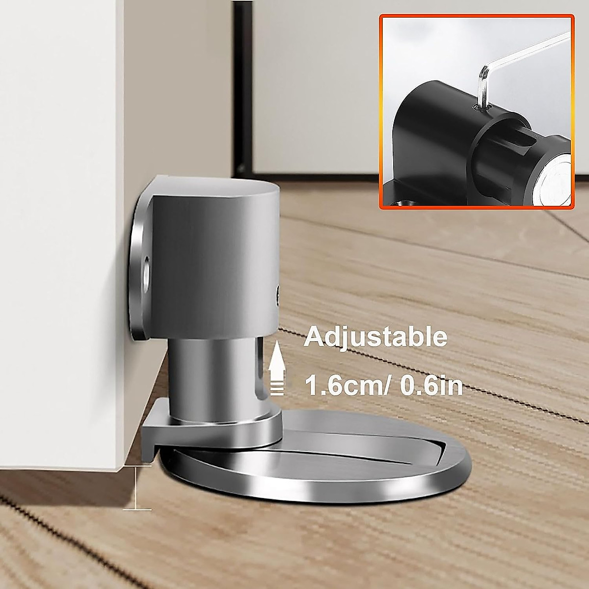 304 Stainless Steel Ground Suction, Heavy Duty No Drill Door Stopper for Bottom of Door, No Hole Drilling Stainless Steel Door Stop Magnetic Door Catch (1pcs,Silver)