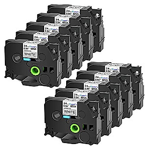 USUPERINK 10 Pack Compatible for Brother P-Touch Label Maker Tape TZe-251 TZe251 TZ-251 TZ251 24mm 0.94 1 Inch Black on White Laminated TZe TZ Tape for PT-D600 PT-D600VP PT-P700 P750W P950NW P710BT