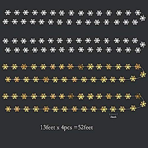 Winter Wonderland Shining Silver Gold Snowflakes Garland Kit Christmas Hanging Decoration Winter Wonderland Party Decor Kids Frozen Birthday Christmas Tree Decor/New Year/Baby Shower