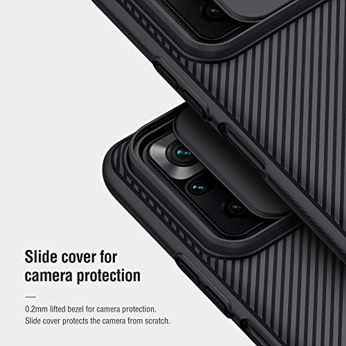 for Xiaomi redmi Note 10 Pro Case, Nillkin CamShield Slim case Protective Cover with Camera Protector Hard PC and TPU Ultra Thin Anti-Scratch Phone Case for Redmi Note 10 pro/Note 10 pro Max (Black)