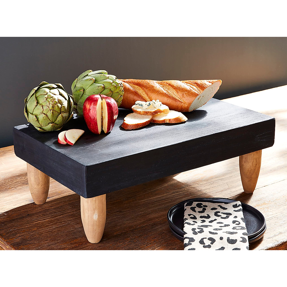 Mud Pie Black Footed Serving Board, 12 1/2" X 20 1/4"