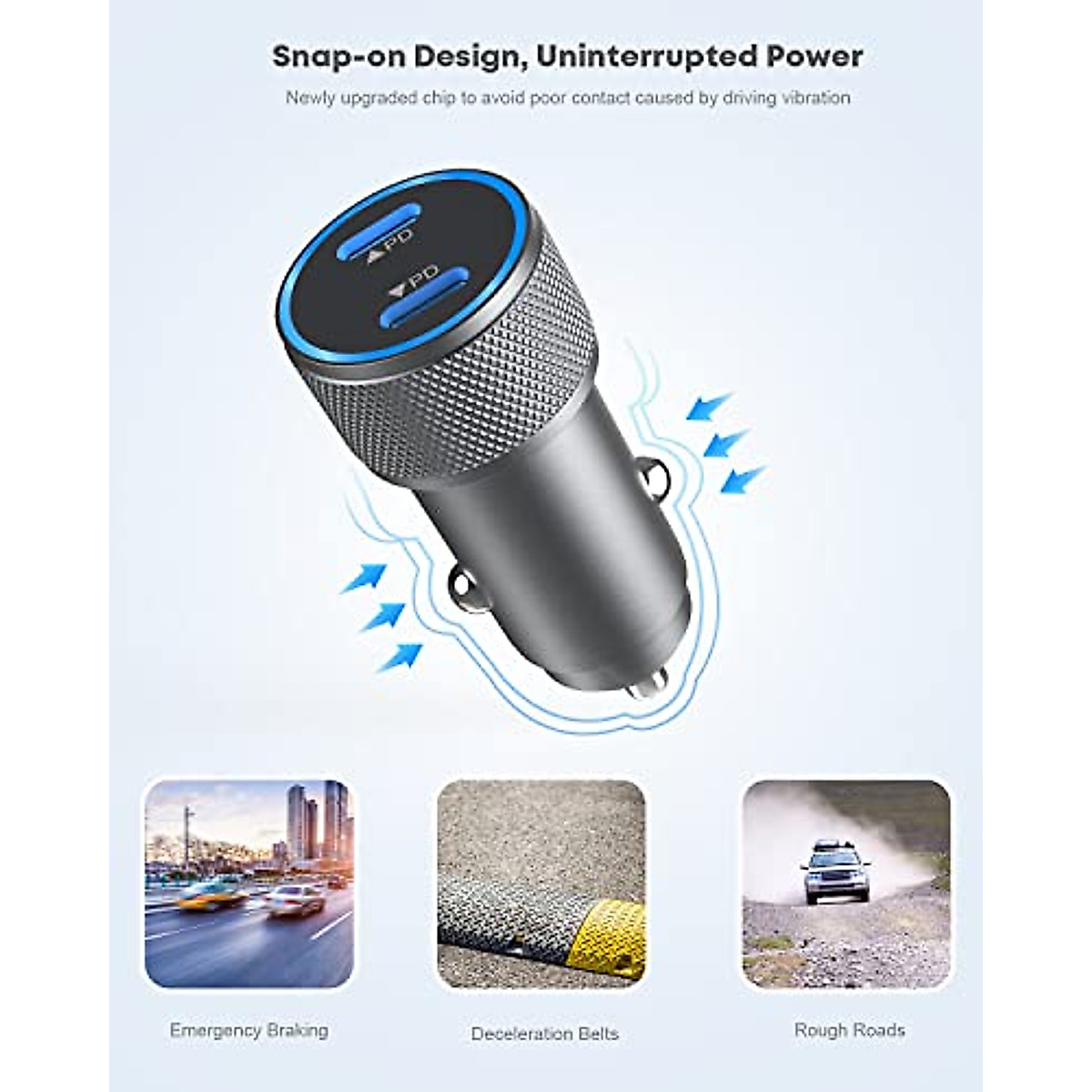 [Apple MFi Certified] iPhone Fast Car Charger, 40W Dual Port USB C Fast Charging Type C Charger Cigarette Lighter Adapter with【2 Pack】3FT USB C to Lightning Cable for iPhone 13/12/12 Pro/iPad/Airpods