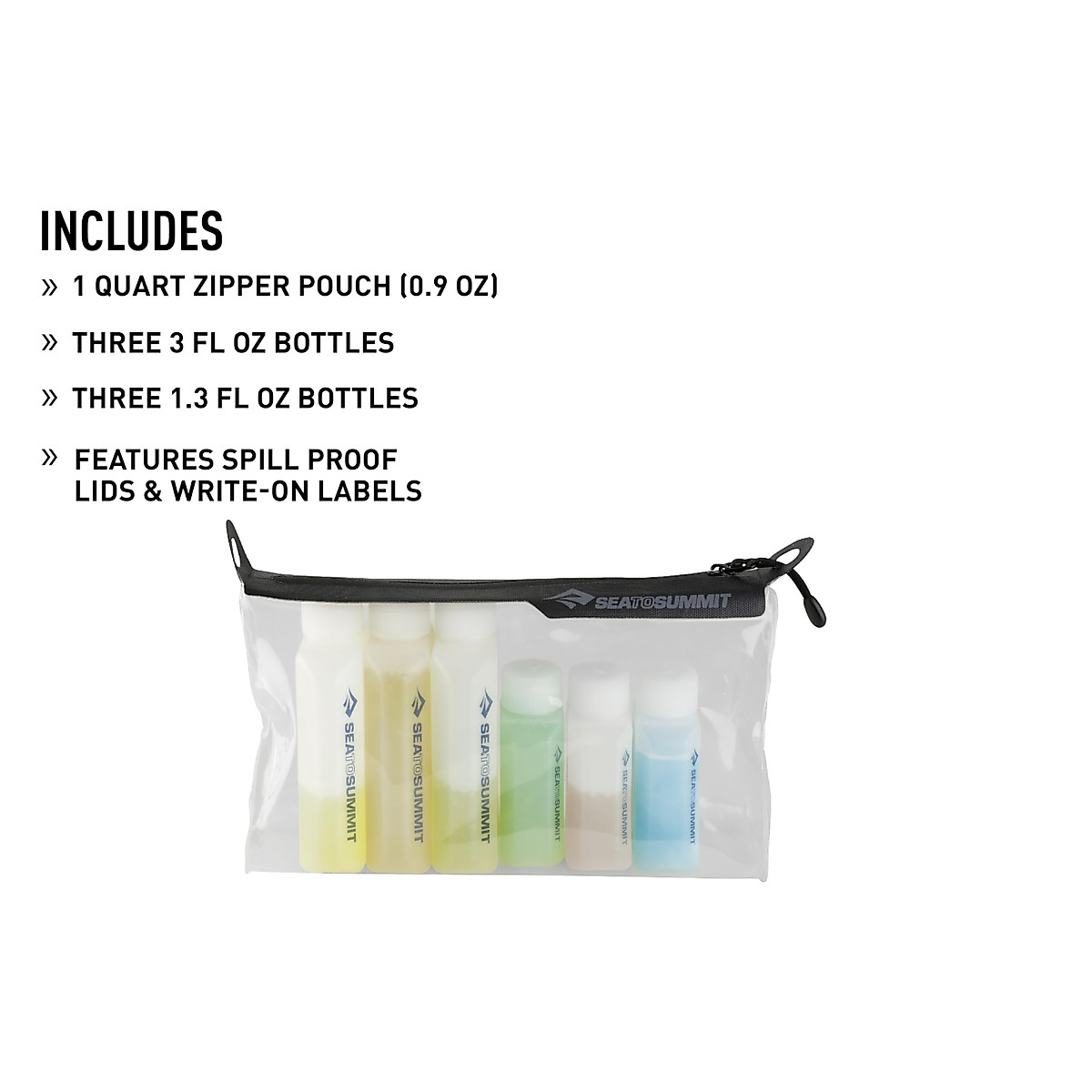 Sea to Summit TravellingLight Clear Zip Pouch with Travel Bottles, TSA Approved Toiletry Kit