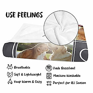 Custom Blanket with Dog Picture Name Personalized Text Blanket Photo Collage Blanket Memorial Gift Loss Dog Sympathy Remembrance Blanket Gift for Kids Pet Lover a Grieving Pet Owner I Love Dog