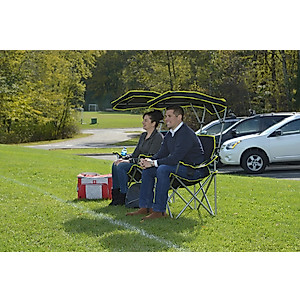 Quik Shade Extra Wide Folding Camp Chair with Tilt UV Sun Protection Canopy, Black