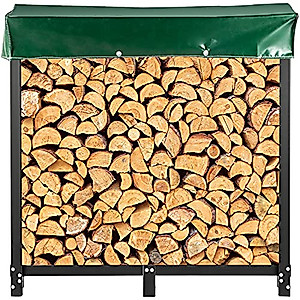 VEVOR Firewood Log Rack, 6ft Black Steel Outdoor Wood Rack with 1300 lbs Load Capacity