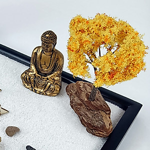 Oritlife Japanese Mini Meditation Zen Garden for Desk,Relax Desktop Zen Garden Kit with Square Sandbox, Balance Stones Mini Zen Sand Garden Kit