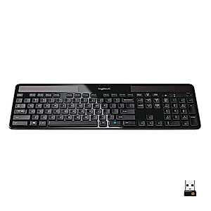 Logitech K750 Wireless Solar Keyboard for Windows, 2.4GHz Wireless with USB Unifying Receiver, Ultra-Thin, Compatible with PC, Laptop - Black