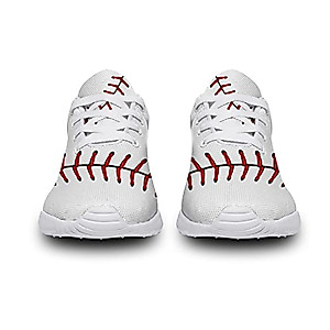 lodaden Women's Tennis Shoes White Baseball Softball Stitch Laces Running Sneakers Casual Lightweight Walking Shoes Gifts for Female Friends,US Size 12 Women/10.5 Men