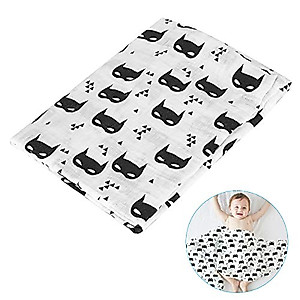 Baby Muslin Swaddle Blanket, Soft Muslin Cotton Swaddle Wrap for Boys or Girls (Bat Man Mask)