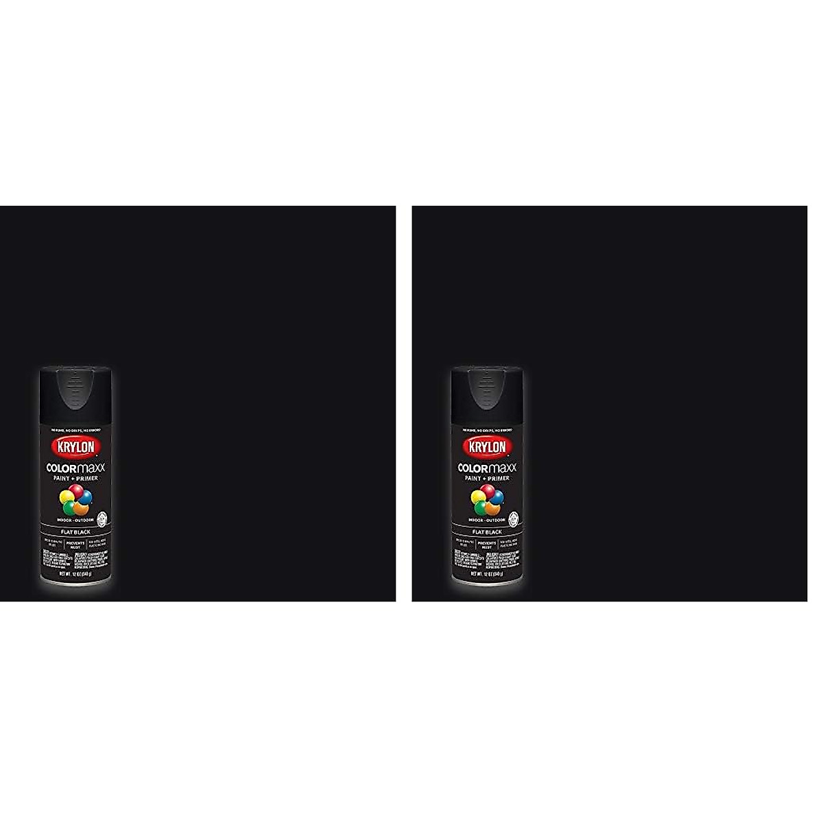 Krylon K05546007 COLORmaxx Spray Paint and Primer for Indoor/Outdoor Use, Flat Black, 12 Ounce (Pack of 2)
