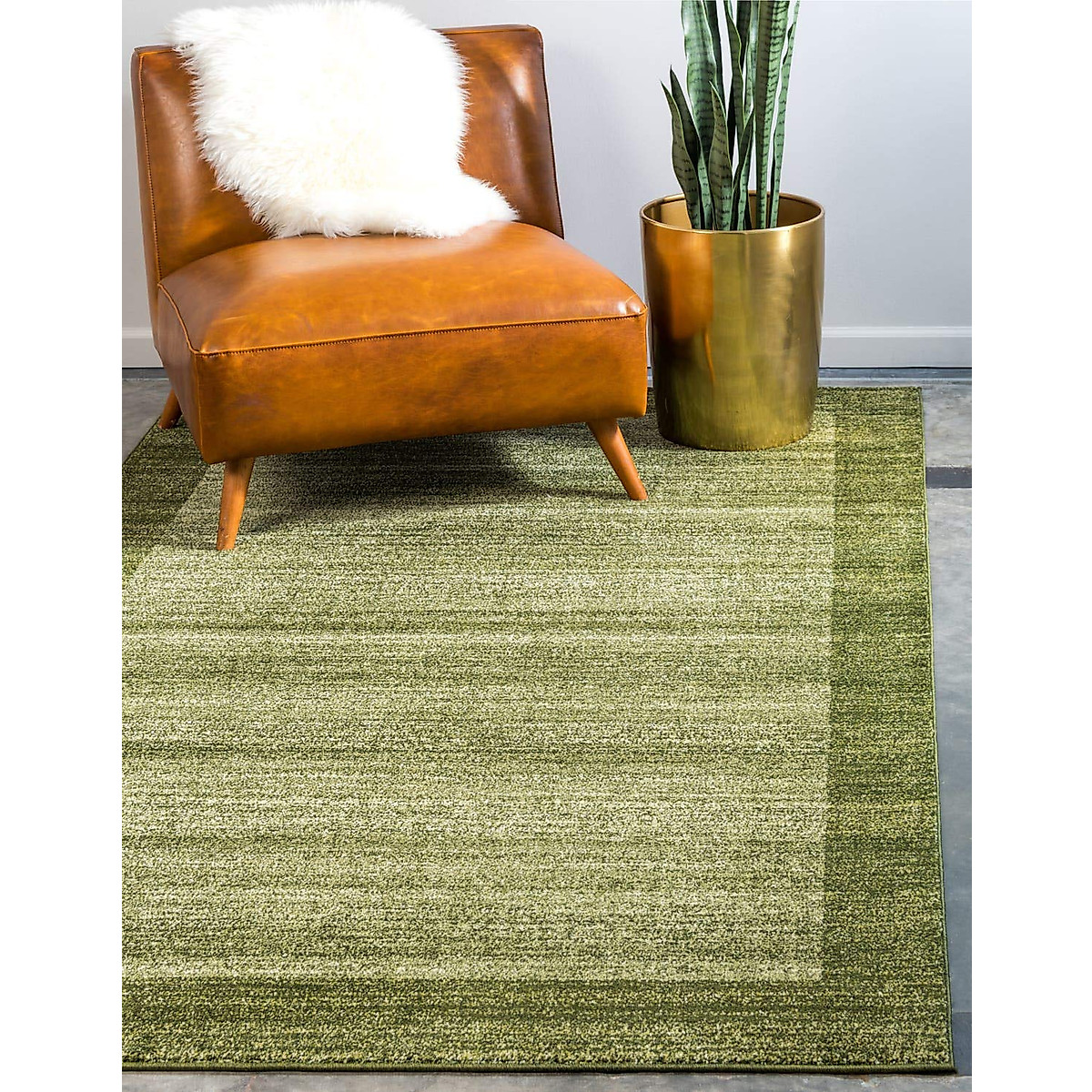 Unique Loom Del Mar Collection Area Rug - Abigail (5' 3" x 8' Rectangle, Light Green/ Ivory)