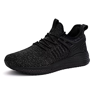 SDolphin Shoes for Men - Tennis Running Shoes for Gym Workout Athletic Sneakers Standing Comfort Non Slip Fashion Allblack Size 10.5