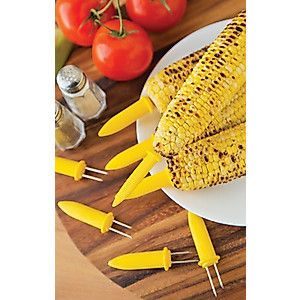 Fox Run 5398 Jumbo Corn Holders, Stainless Steel and Plastic, Set of 8