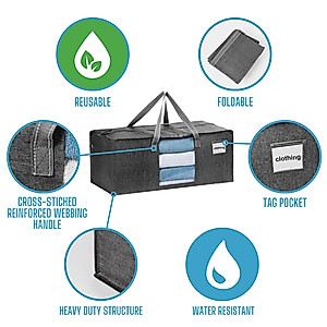 VENO 4 Pack Moving Bags Extra Large Storage Bags for College Move-In, Heavy-Duty Storage Totes, Packing Boxes, and Wardrobe Moving Supplies - Durable Laundry Bags for Clothes (Gray w/Window, 4 Pack)