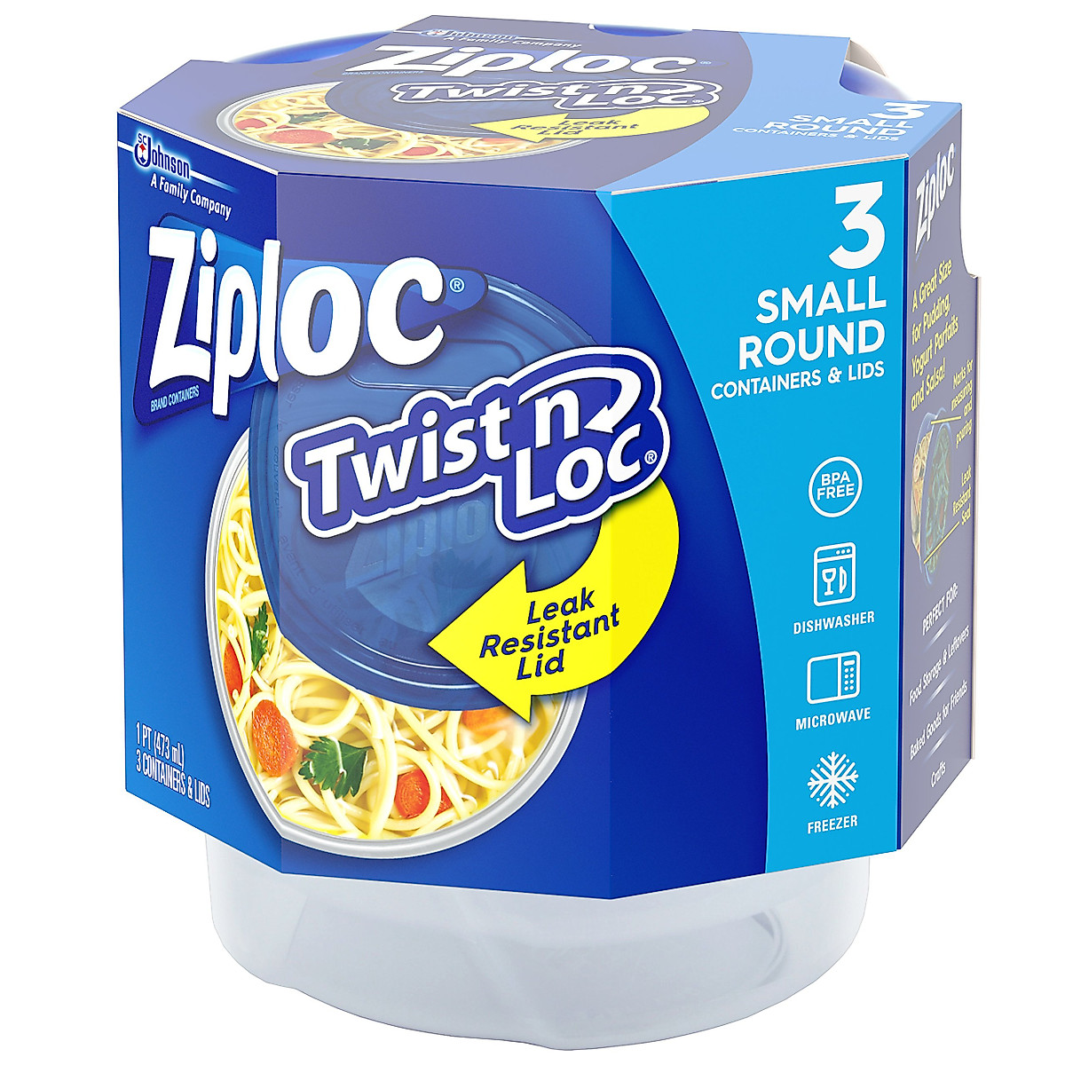 Ziploc Twist N Loc Containers, Small 3 Containers and 3 Lids (Pack of 2)