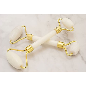SENSE ISLAND Face Roller Jade Roller for Face, Eye Skin Care, Genuine Jade Stone Facial Roller Massager(White)