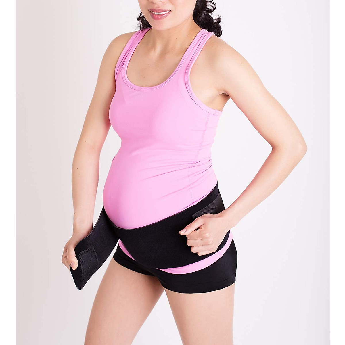 CABEA Baby Belly Band Sport Pregnancy Maternity Belt Abdominal Hip Back Support Black (Small 0-6 fits waist 30-40")