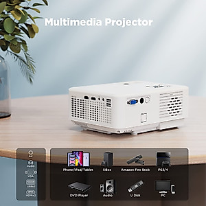 WiFi Mini Projector, 7500Lm Home Theater Movie Projector, Native HD 1280x800P 300'', Compatible with Android/iOS/HDMI/USB/SD/VGA, Portable Outdoor Projector for Backyard Movie Night