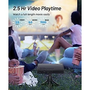 Mini Projector, ELEPHAS DLP Portable Projector with WiFi and Bluetooth, 1080P Outdoor pocket Rechargeable Wireless projector for Camping Compatible with iPhone, Android, PS4(Bag and Tripod included)