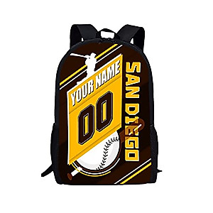Rixeucey San Diego Backpack Custom Laptop Bag Travel Bag Personalized Name Number Gifts for Men Women
