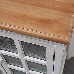 Parisloft Solid Wood Nightstand Bedroom Side Table End Table Living-Room,Farmhouse Cabinet Storage with 2 Shelves and 1 Glass Door, 26.2" H