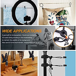 Rustark 22Pcs Backdrop Clips Clamps Elastic Photo Clips Holder Clips Assortment Kit with Curtain Clips Backdrop Rings Large Backdrop Spring Clamps Clips for Photography Video Studio Photo Backdrop