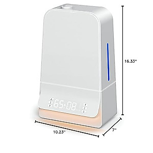 Humidifiers for Bedroom, 6L Ultrasonic Cool Mist Humidifier with Humidistat, LED Display, Wide Opening, Easy to Clean & Fill, Sleep Mode, Long Working Time, Air Humidifier for Bedroom Large room (White)