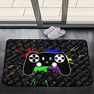 Gaming Carpets for Boys Teens Black Video Games Area Rugs 3D Printed Player Gamer Room Decor Floor Mat Door Mats Home Runner Rug Carpet for Bedroom Indoor Outdoor Throw Rugs Yoga Mat 35"x 23"