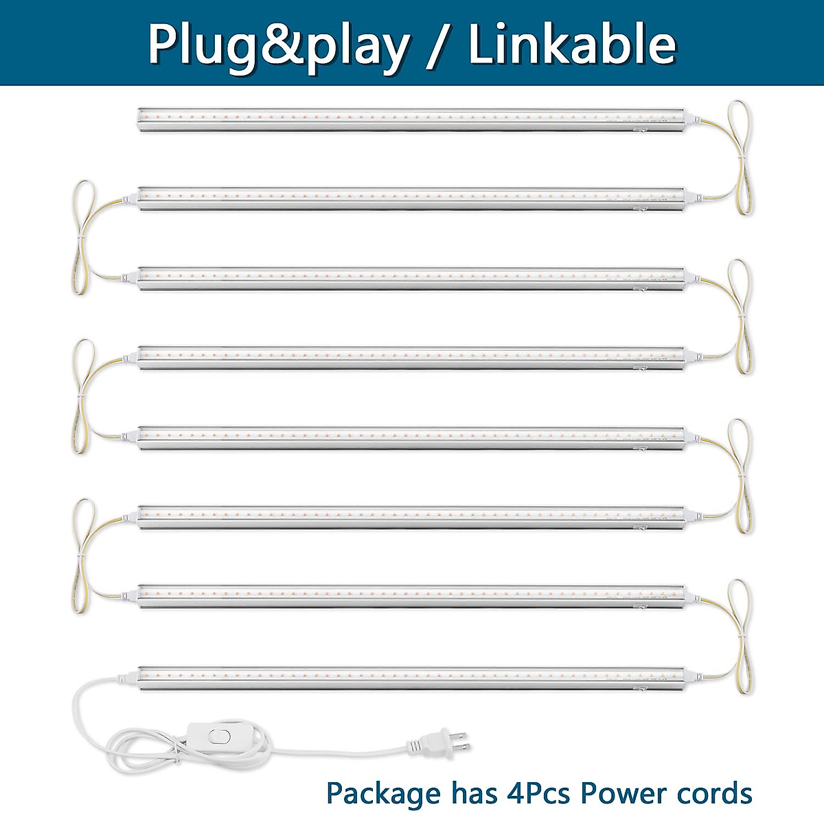 Barrina Grow Lights for Indoor Plants, Full Spectrum Sunlight, 1ft Plant Light, LED Grow Light, T5 Grow Light Strip, Plug and Play, Yellow, 8-Pack