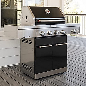 KitchenAid 720-0954L 4-Burner Stainless Steel Free Standing 55000 BTU Propane Gas Grill with Black Cabinet and Side Burner