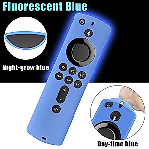 2 Pack TV Stick Remote Cover Case, Silicone Remote Cover Case Compatible with 4K TV Stick, Lightweight Anti Slip Shockproof Remote Cover Case (Blue Glow & Green Glow)