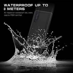 Waterproof Case for Samsung Galaxy Note 10 Plus, Military Grade Drop Tested,Snowproof Shockproof DirtProof Full Sealed Underwater Protective Cover Case with Kickstand (Black) (Black)