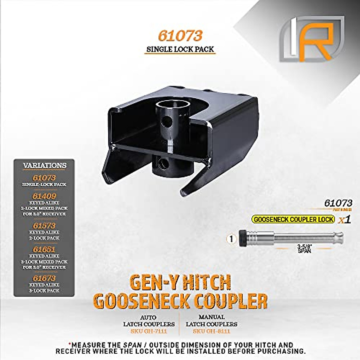 InfiniteRule Security 61073 | Hitch Lock (Fits: 3" Receiver | Gen-Y Hitch - 21K LB Series | Gen-Y Hitch - Auto Latch Gooseneck Coupler Lock | Rhino Hitch - 2" 10K LB Hitch)