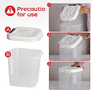 LivLab Flour Container - Rice Dispenser 5lbs/2kg/2.1qt Food Cereal Container Bins with Measuring Cup for Household Pantry Organization (5lbs)