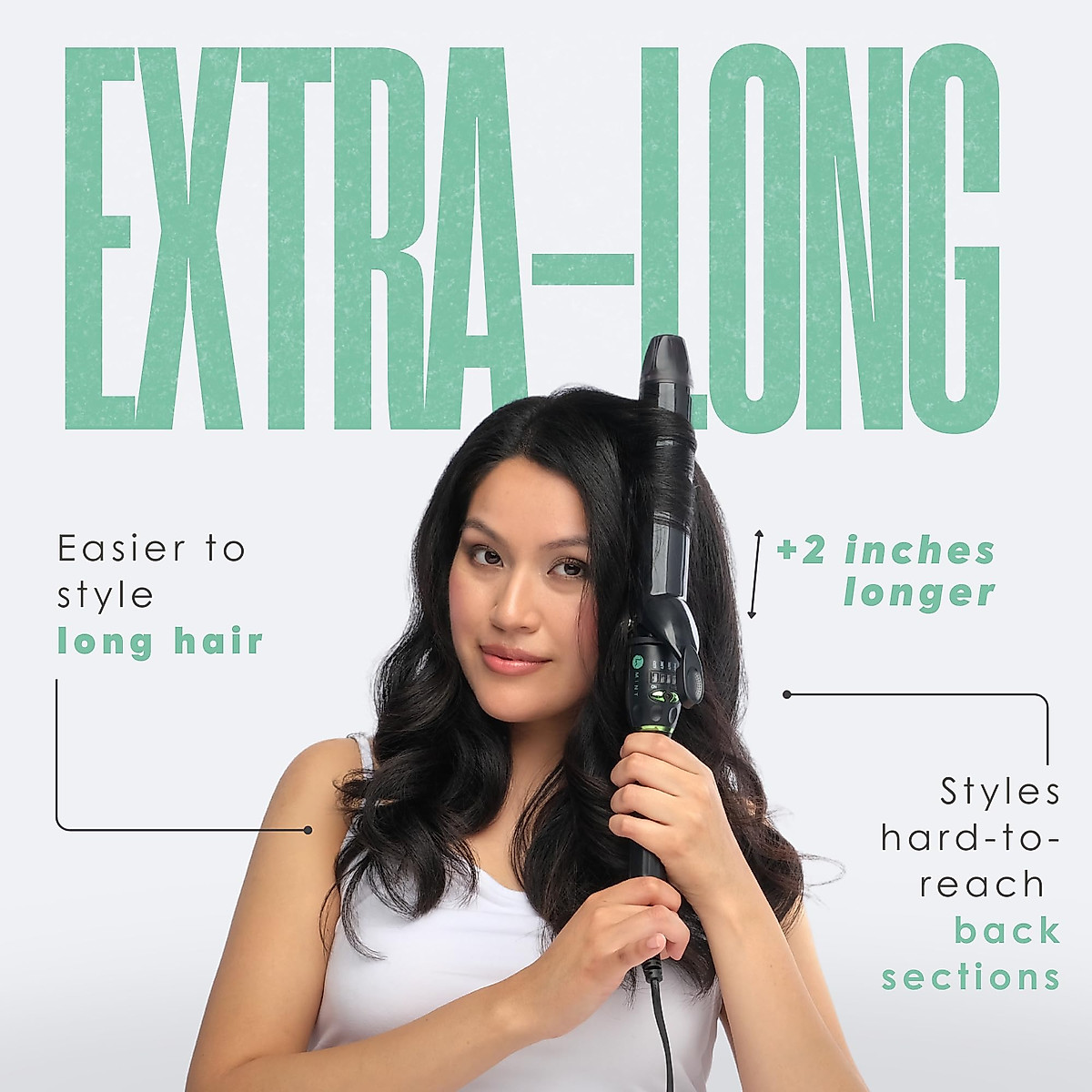MINT Professional Extra Long Hair Curling Iron 1 1/2 inch | 2-Heater Ceramic Barrel That Stays Hot | 1.5 Inch Hair Iron Curler for Beach Waves | Travel-Ready International Dual Voltage