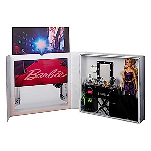 Barbie ​BarbieStyle Fashion Studio Set with Fully Posable Doll (Blonde), Vanity with Mirror & Chair, 2 Looks, 3 Pairs of Shoes & 15 Accessories, HBX98