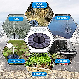 XUNMAIFBT Solar Fountain Set, Upgraded Solar Powered Bird Bath Fountain Pump Floating Solar Panel Water Pump Fountain Garden Decoration, Small Pond, Pool, Fish Tank, 16.5cm