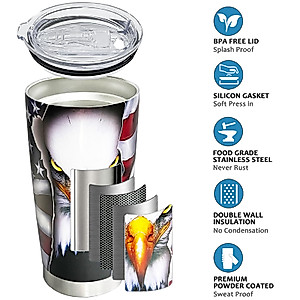 Gifts for Teachers Eagle Tumbler 20oz - Administrative Professional Day Gifts - 4th of July American Flag Tumbler - Eagles Cup Coffee Tumbler - Administrative Assistant Gifts Independence Day Cup