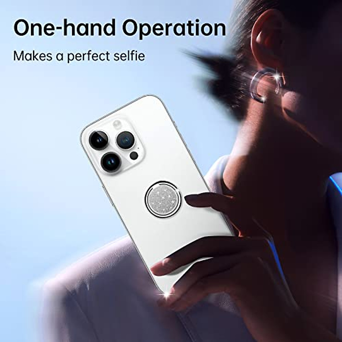 Syncwire Cell Phone Ring Holder Stand, Bling Bling Finger Ring Kickstand 360° Rotation Sparkle Phone Grip for Magnetic Car Mount Compatible with iPhone,Samsung,Pixel, All Smartphones - Glitter Silver