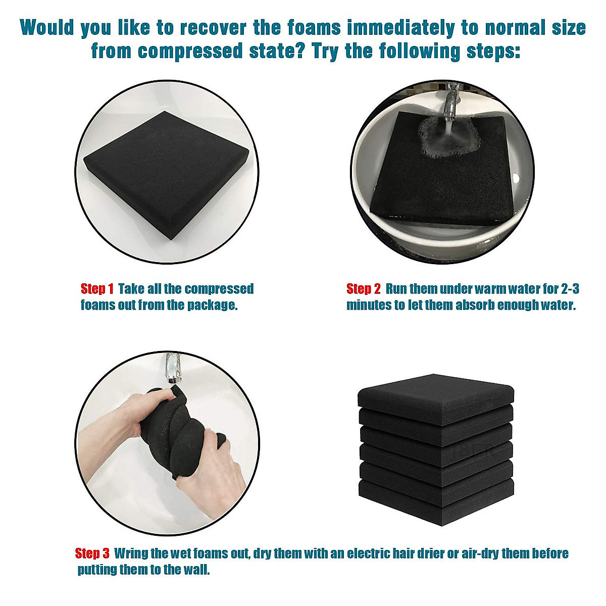 JBER Acoustic Studio Foam, 24 Pack 2" X 12" X 12" Round C-Panel Sound Foam Panels Soundproofing Treatment Studio Wall Padding Sound Absorbing Fireproof Pyramid Wedge Tiles