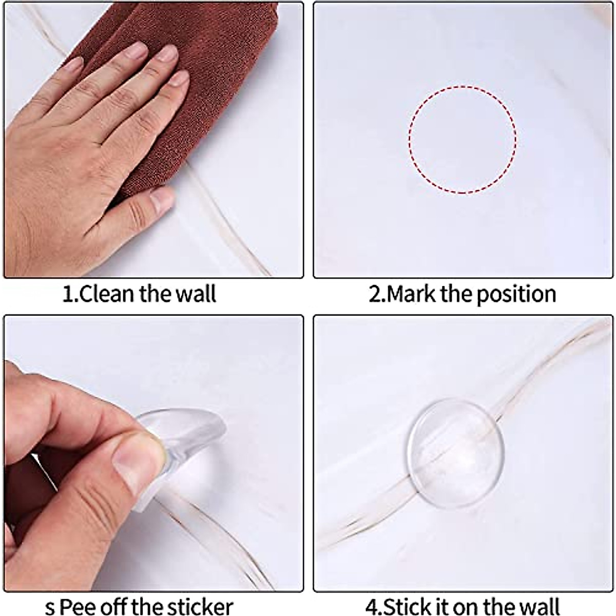 12 Pcs Door Stoppers Wall Protector, Door Knob Wall Shield, Clear Round Silicone Door Handle Bumpers, Reusable Self Adhesive Door Stops Shock Absorbent for Doors Knobs Handles Wall (Round)